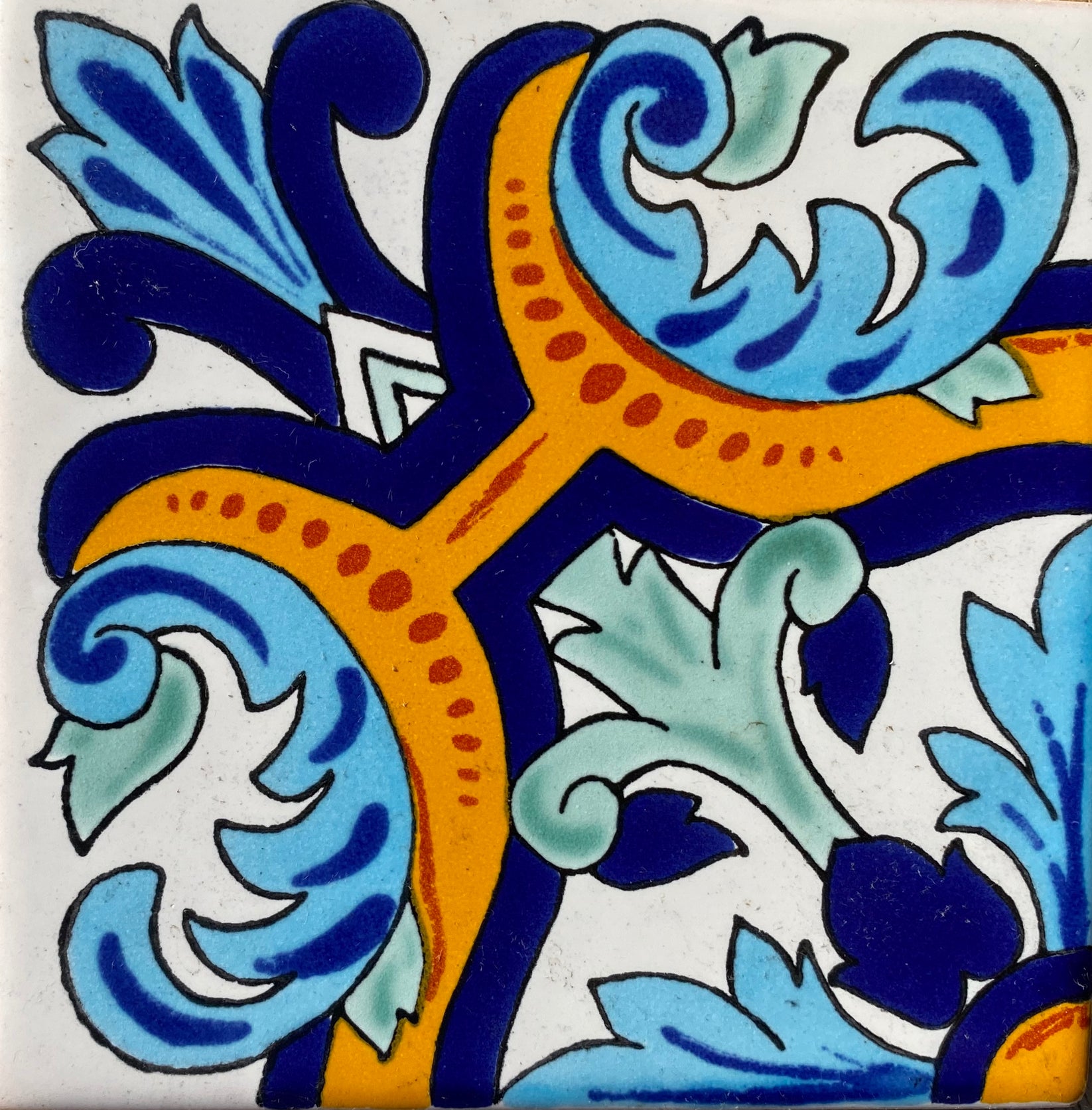 Elvissa Quarter Talavera Tile | Azulejos Deco Pattern | Place of Clay ...
